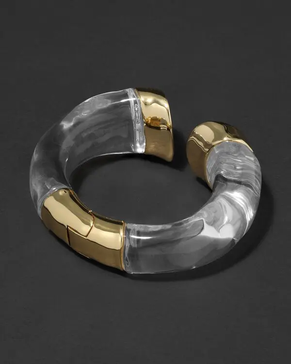 Alexis Bittar Liquid Lucite Large Capped Hinge Bracelet - Gold