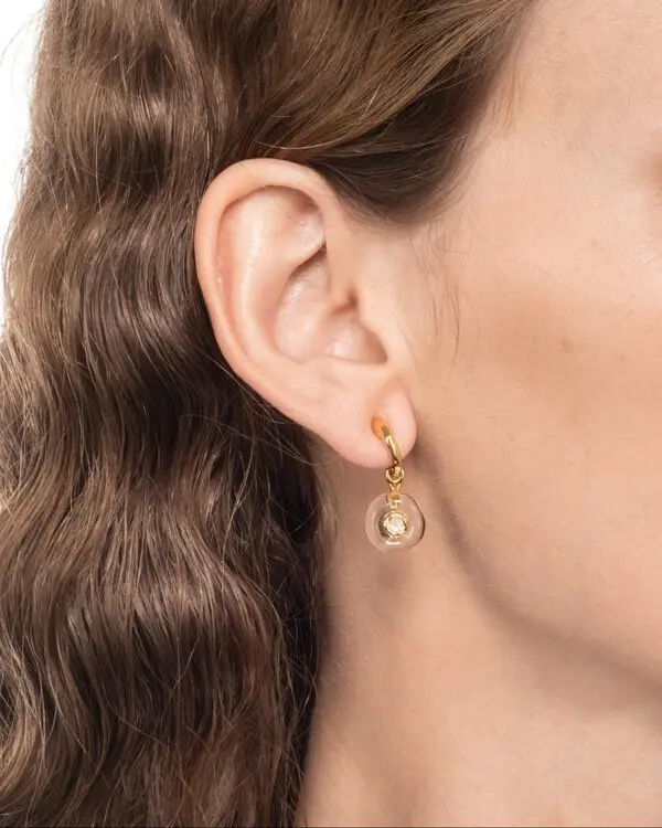 Alexis Bittar Liquid Lucite Studded Circle Drop Hoop Earrings