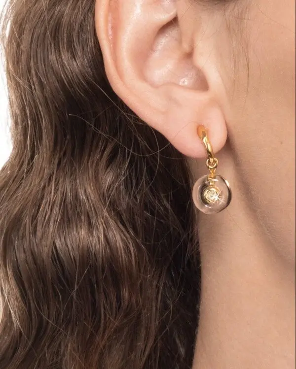 Alexis Bittar Liquid Lucite Studded Circle Drop Hoop Earrings - Gold