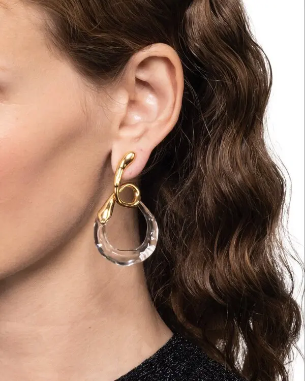 Alexis Bittar Liquid Lucite Twisted Hoop Earrings - Gold
