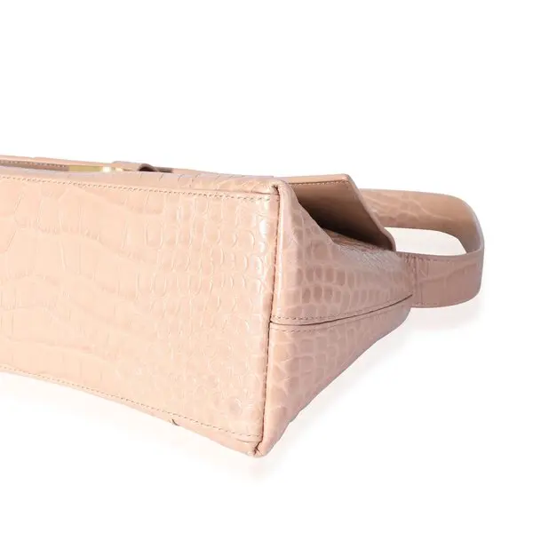 Balenciaga Beige Croc Embossed Hourglass Shoulder Bag - Neutral