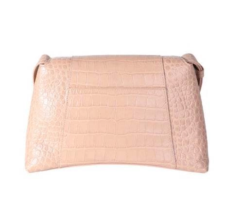 Balenciaga Beige Croc Embossed Hourglass Shoulder Bag - Neutral