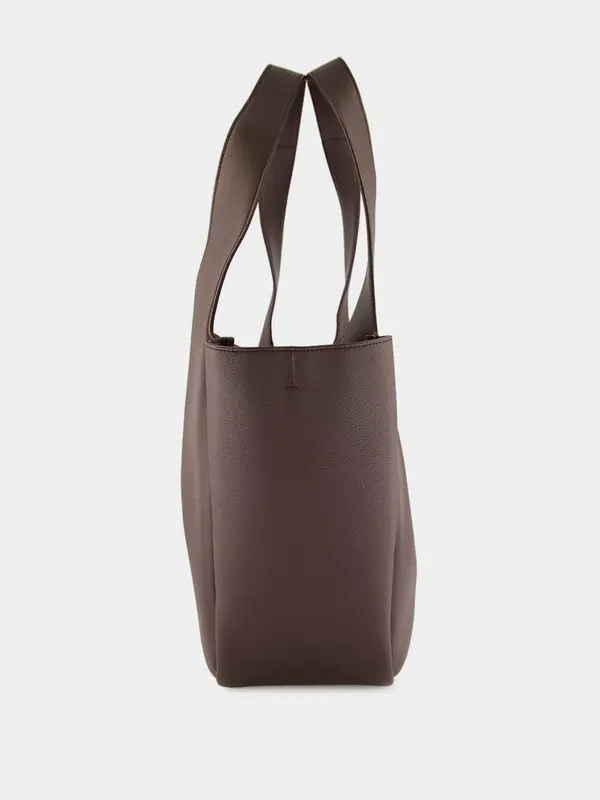Saint Laurent Le 5 À 7 Bea Tote In Grained Leather - Purple
