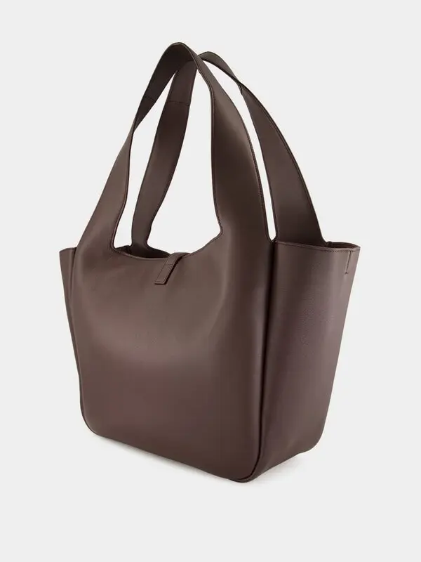 Saint Laurent Le 5 À 7 Bea Tote In Grained Leather - Purple