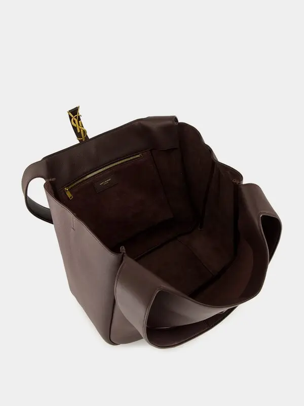 Saint Laurent Le 5 À 7 Bea Tote In Grained Leather - Purple