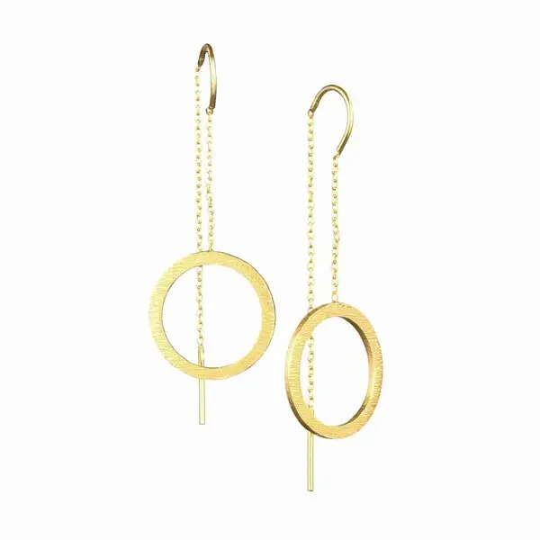 PROTSAAH ZURICH Plated Sterling Silver Circle Chain Threader Earrings