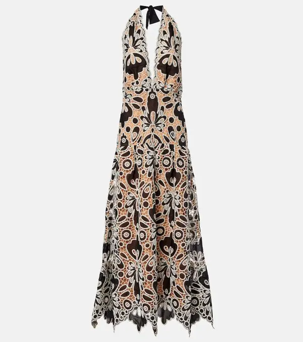 Johanna Ortiz Lace Guipure Maxi Dress - Beige