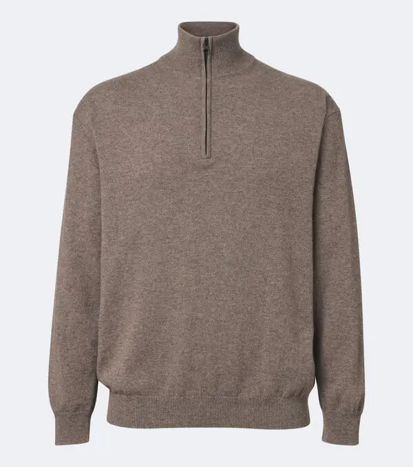 LISA YANG Augustus Cashmere Half-zip Sweater - Brown