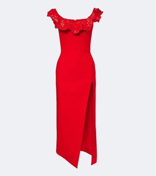 David Koma Off-shoulder Wool-blend Bustier Dress - Red