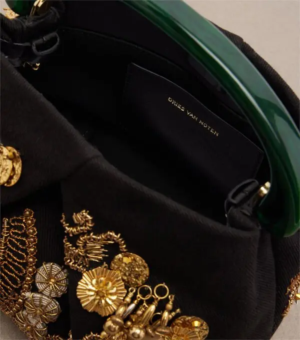 Dries Van Noten Small Embellished Top-handle Bag - Black
