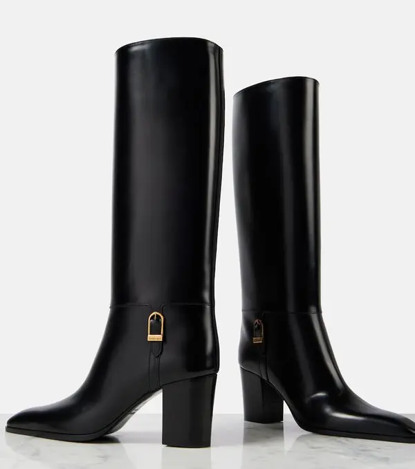 Saint Laurent Julia Leather Knee-high Boots