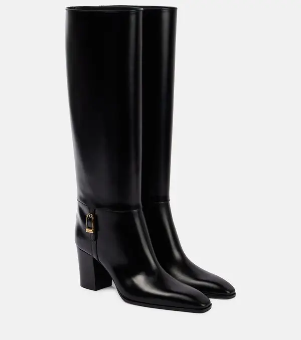 Saint Laurent Julia Leather Knee-high Boots - Black