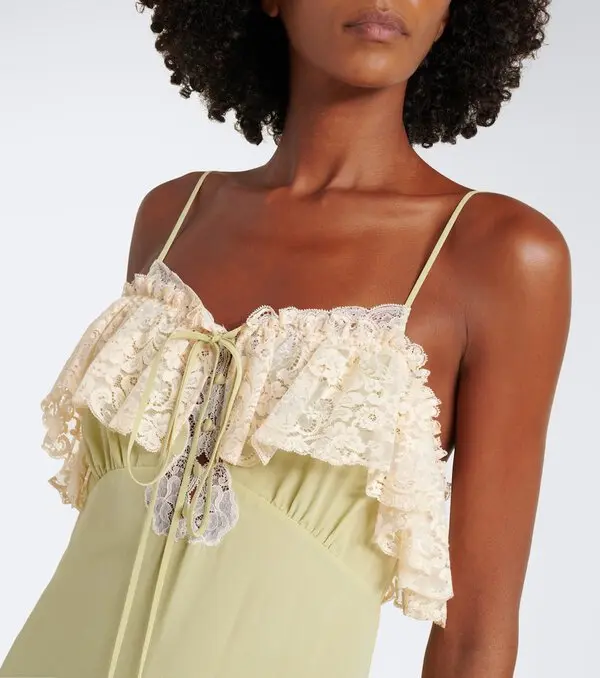 Chloé Lace-trimmed Silk Crêpe De Chine Maxi Dress