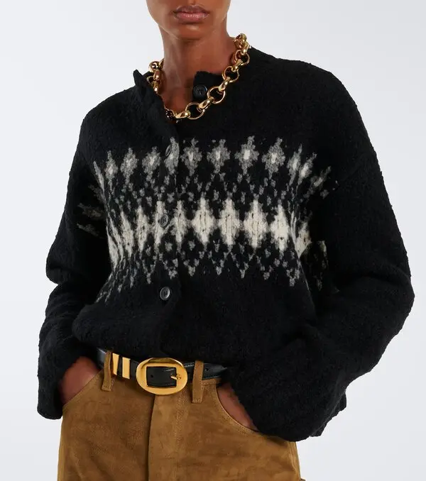 Altuzarra Haven Fair Isle Wool Cardigan - Black