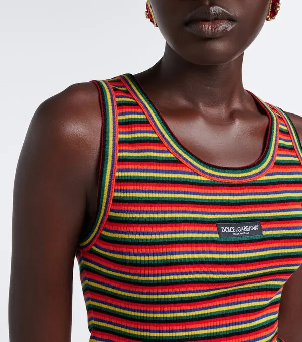 Dolce & Gabbana Knitted Striped Cotton Tank Top