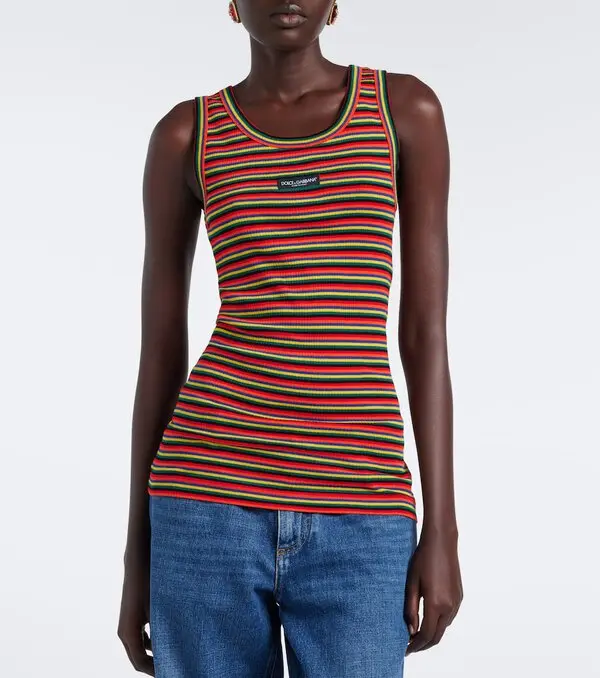 Dolce & Gabbana Knitted Striped Cotton Tank Top