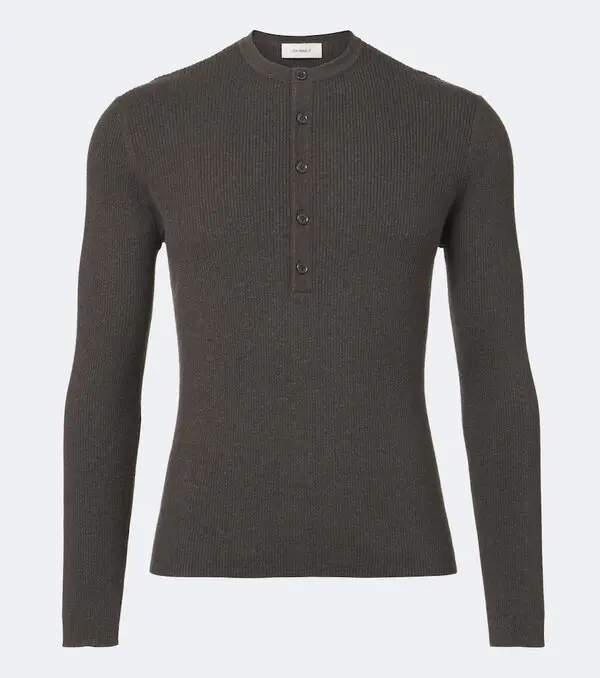 LISA YANG Falk Cotton And Cashmere Henley Shirt - Brown
