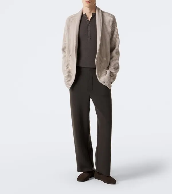 LISA YANG Falk Cotton And Cashmere Henley Shirt - Brown