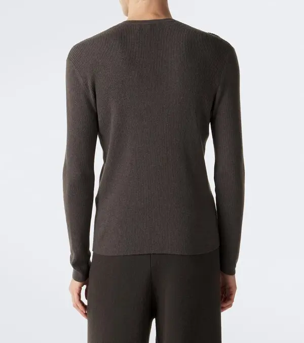 LISA YANG Falk Cotton And Cashmere Henley Shirt - Brown