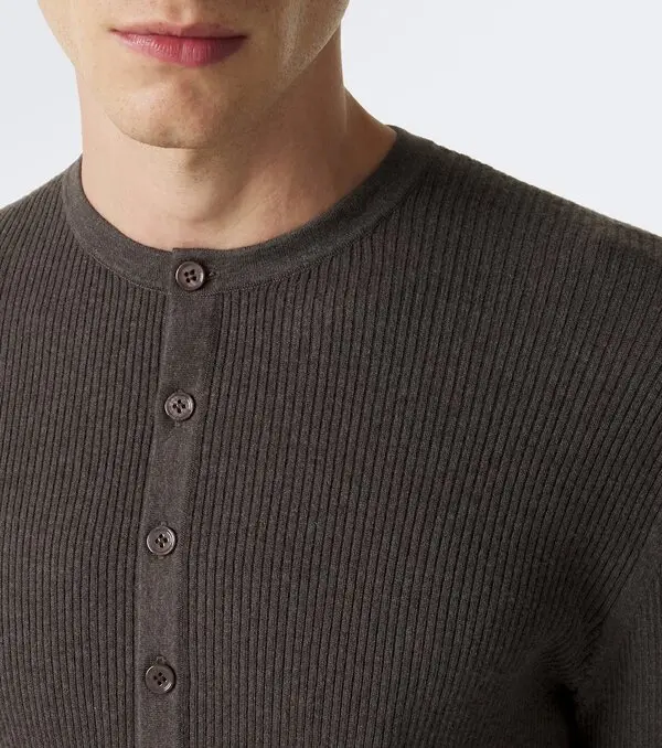 LISA YANG Falk Cotton And Cashmere Henley Shirt - Brown