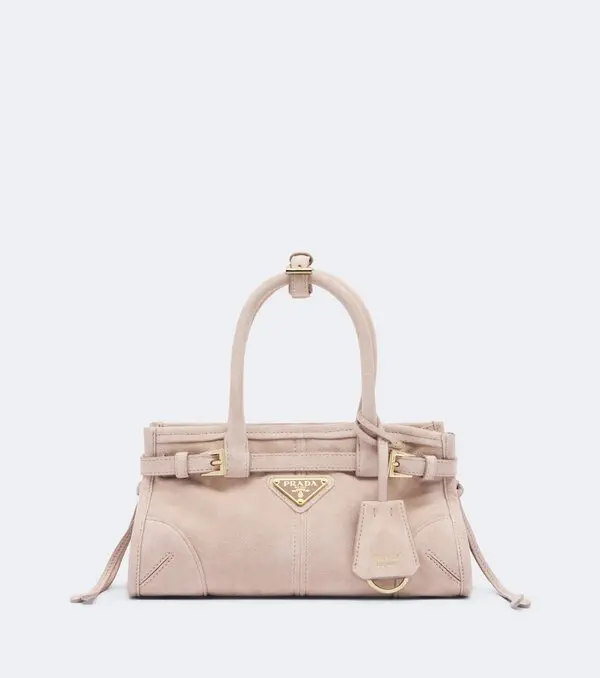Prada Bonnie Mini Suede Top-handle Bag - Beige