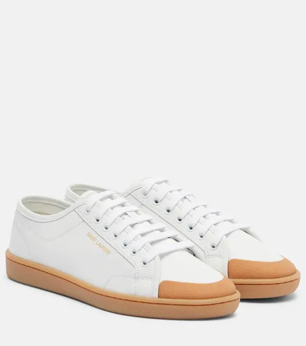 Saint Laurent Calf Leather Lace-up Sneakers - White