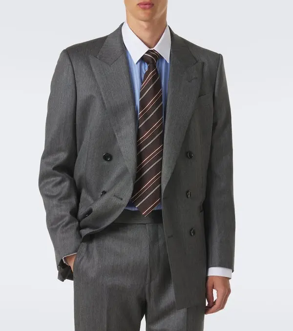 TOM FORD Striped Silk Neck Tie - Brown