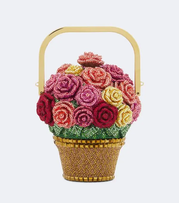Judith Leiber Basket Of Roses Embellished Top-handle Bag