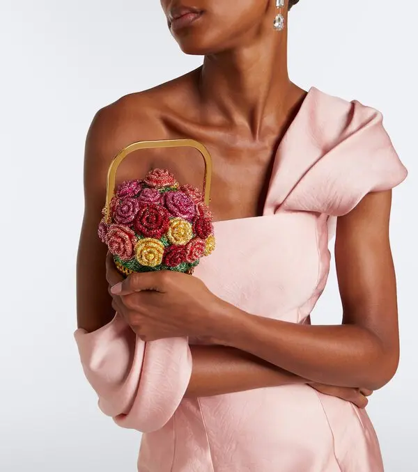 Judith Leiber Basket Of Roses Embellished Top-handle Bag