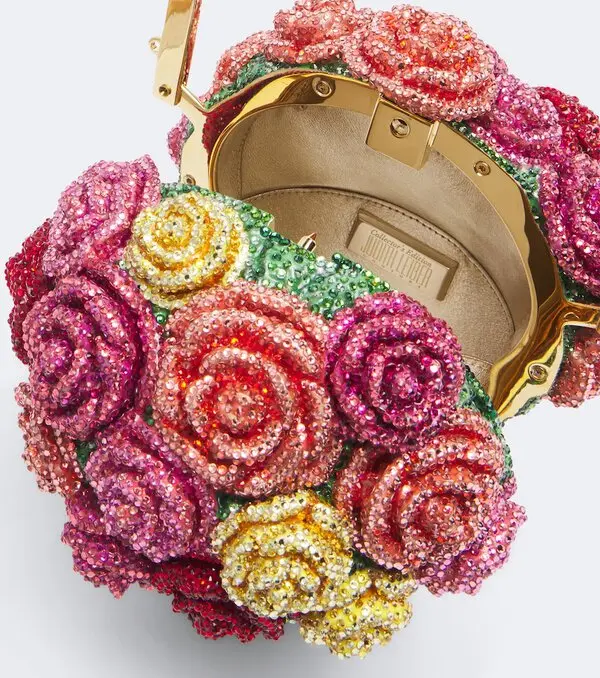 Judith Leiber Basket Of Roses Embellished Top-handle Bag