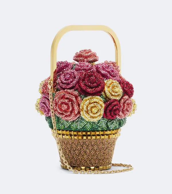 Judith Leiber Basket Of Roses Embellished Top-handle Bag