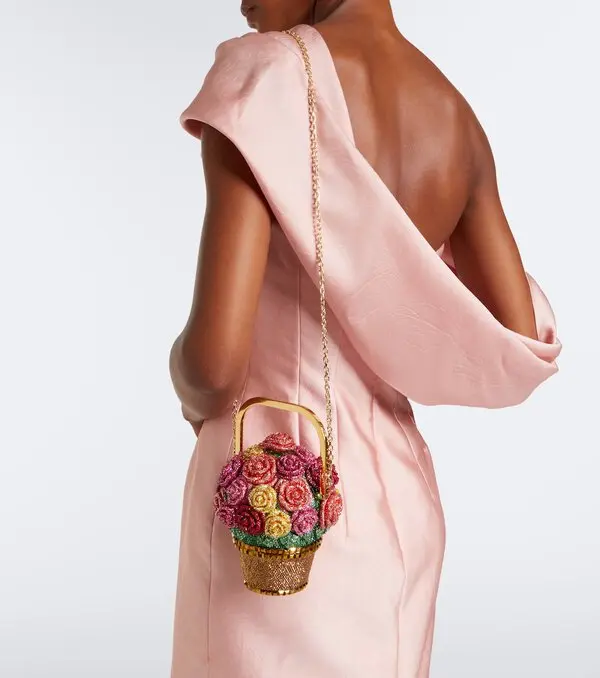Judith Leiber Basket Of Roses Embellished Top-handle Bag