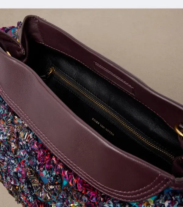 Dries Van Noten Small Embellished Leather-trimmed Clutch