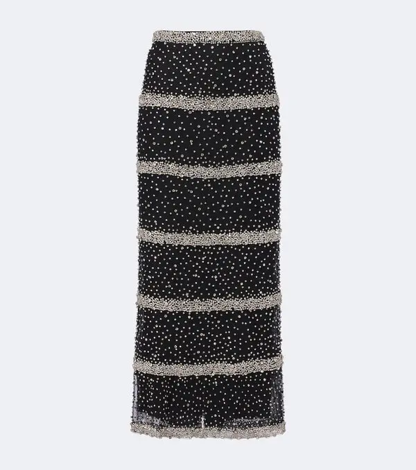 Costarellos Marice Crystal-embellished Midi Skirt