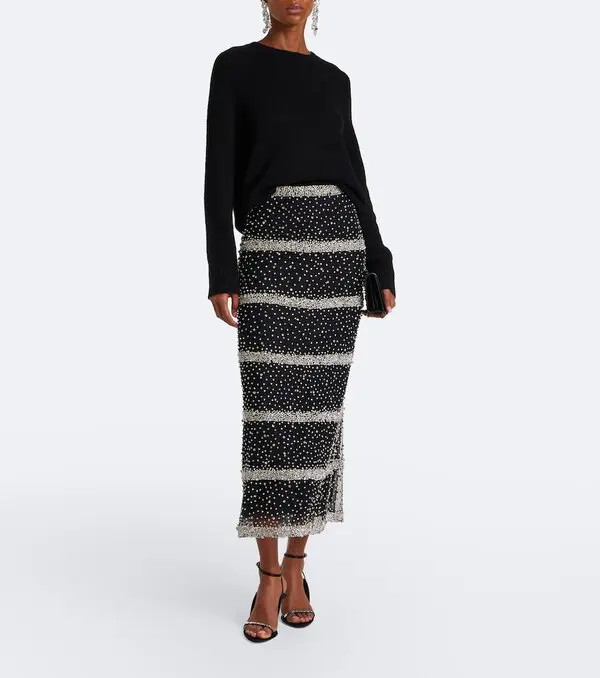 Costarellos Marice Crystal-embellished Midi Skirt