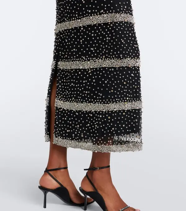 Costarellos Marice Crystal-embellished Midi Skirt