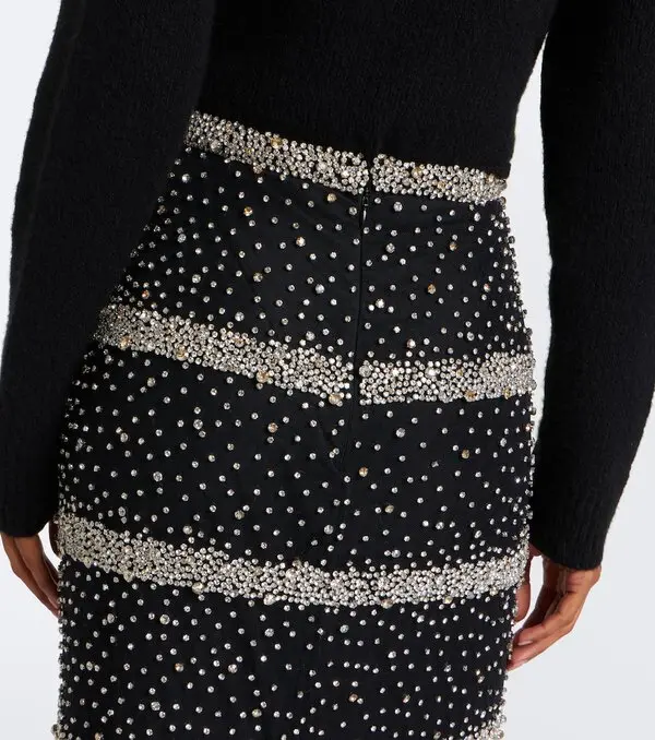 Costarellos Marice Crystal-embellished Midi Skirt