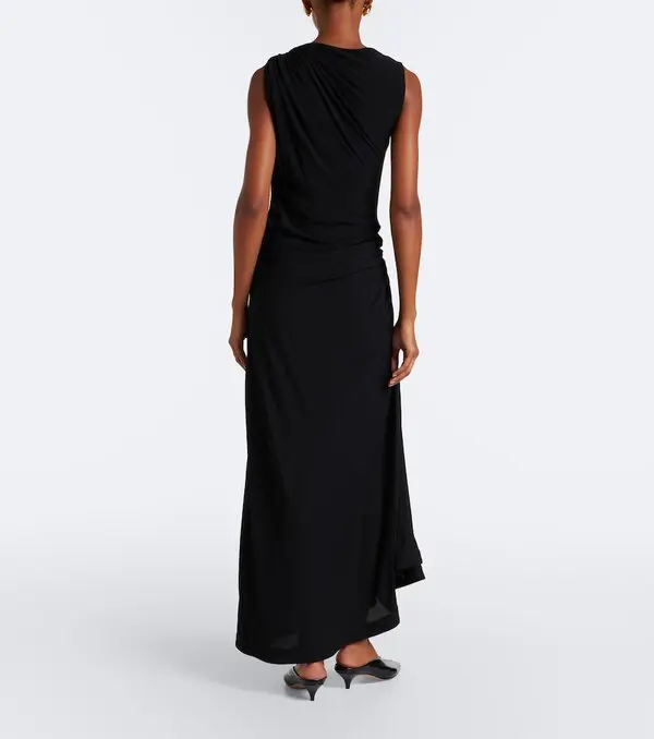 Bottega Veneta Gathered Jersey Maxi Dress - Black