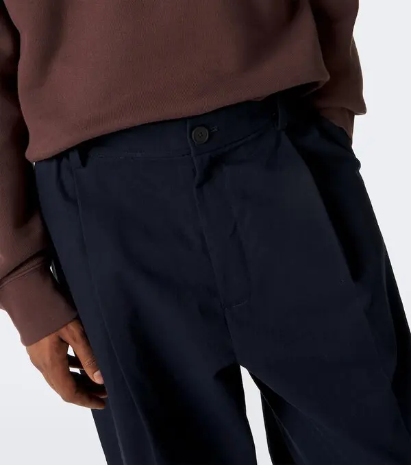 Studio Nicholson Pleated Cotton Wide-leg Pants In Indigo