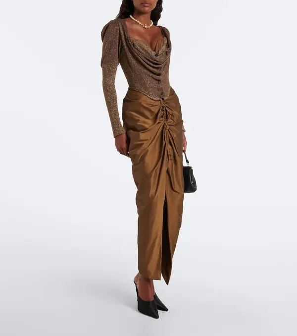 VIVIENNE WESTWOOD Bea Lamé Corset Cardigan Bronze