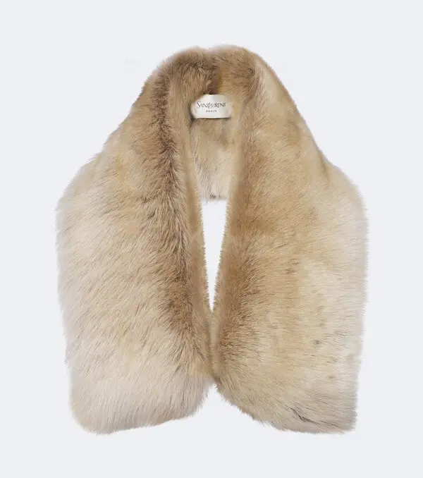 Saint Laurent Shearling Scarf - Beige