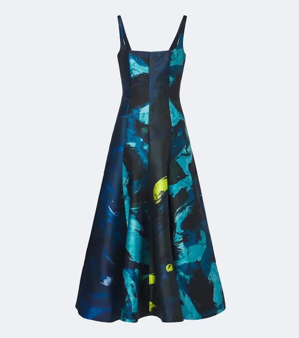 ROKSANDA Zelia Printed Gathered Midi Dress - Blue