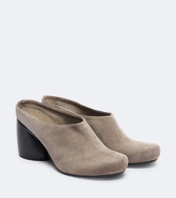 Loewe Oval Suede Mules - Grey