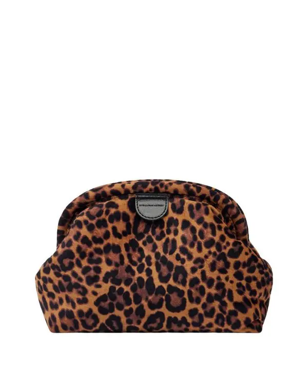 Stella McCartney Small Leopard-print Velvet Clutch - Brown