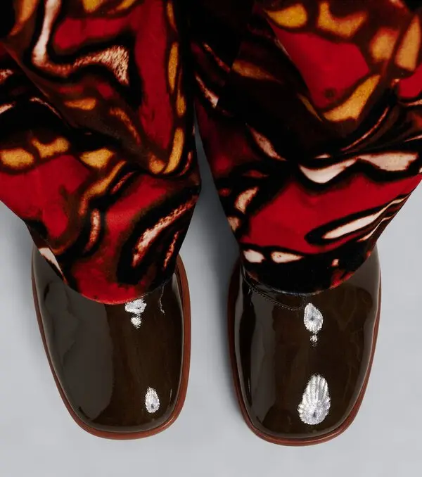 Dries Van Noten Patent Leather Mid-calf Boots