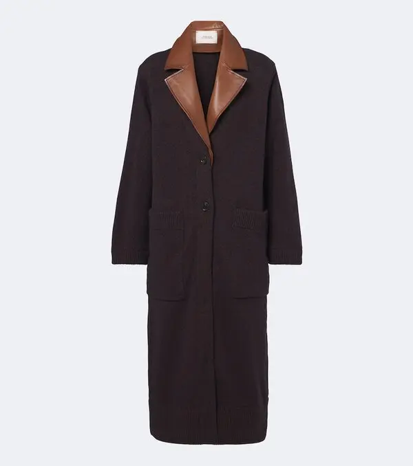 Dorothee Schumacher Wool And Cashmere Coat With Leather Trim - Brown