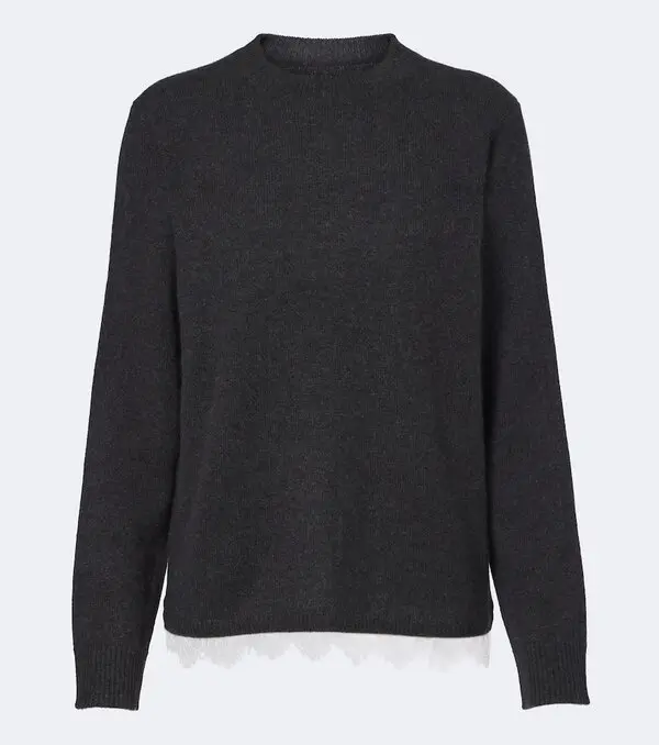 Loulou De Saison Lace-trimmed Sweater - Grey