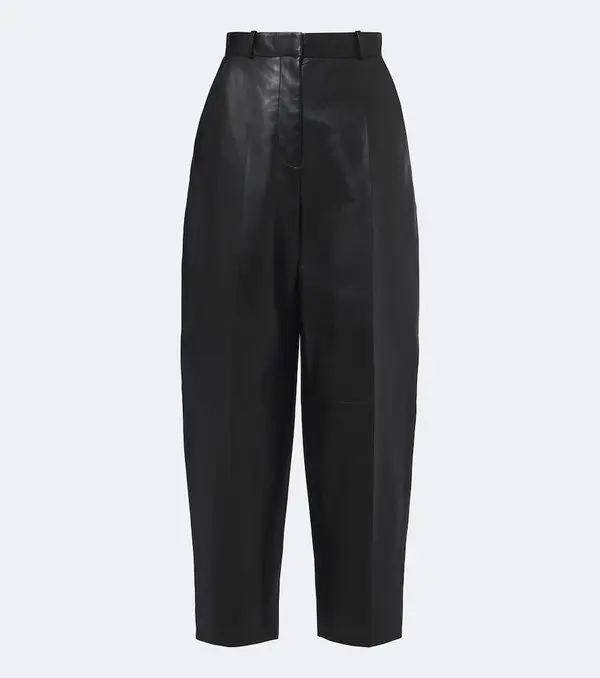 Altuzarra Leather Tapered Pants - Black