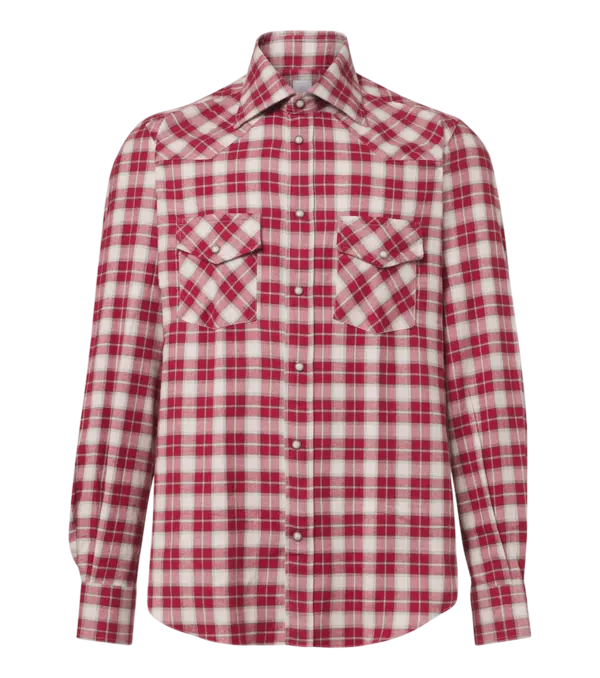 Eleventy Plaid Cotton Shirt - Red