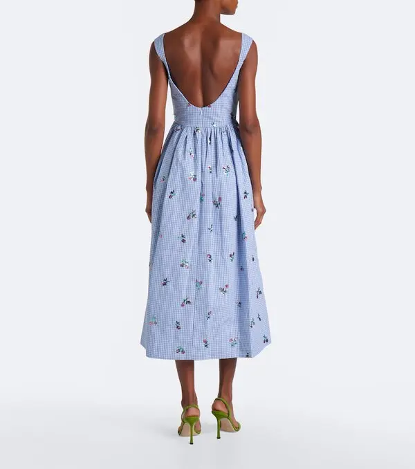 MARKARIAN Nara Sequined Gingham Cotton Midi Dress